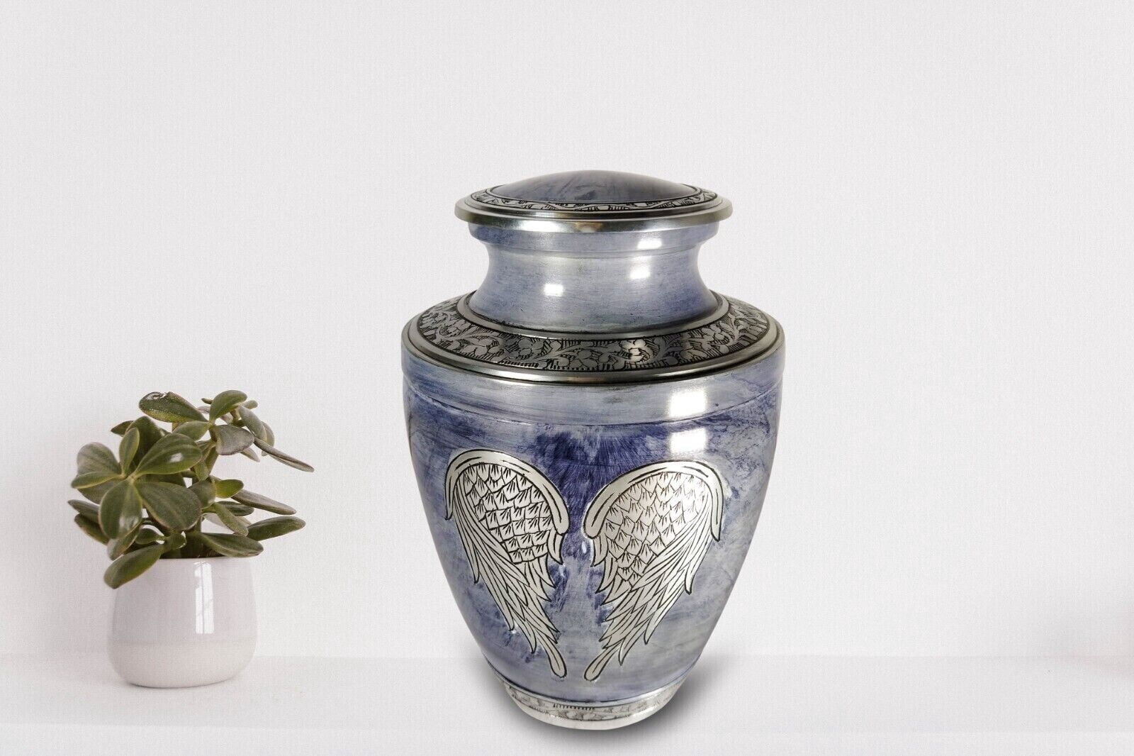 Cremation Urn Angel Wings Marble Design Funeral Burial Jar For Human ...