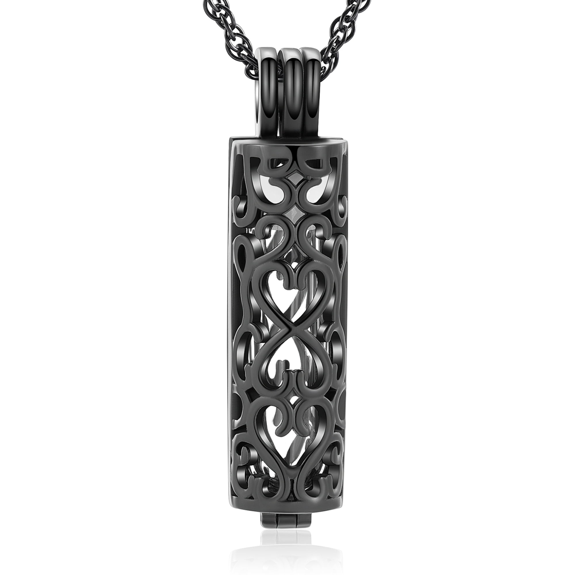 Cremation Urn Pendant Necklace with Hollow Cylinder Vial Keepsake Urn ...