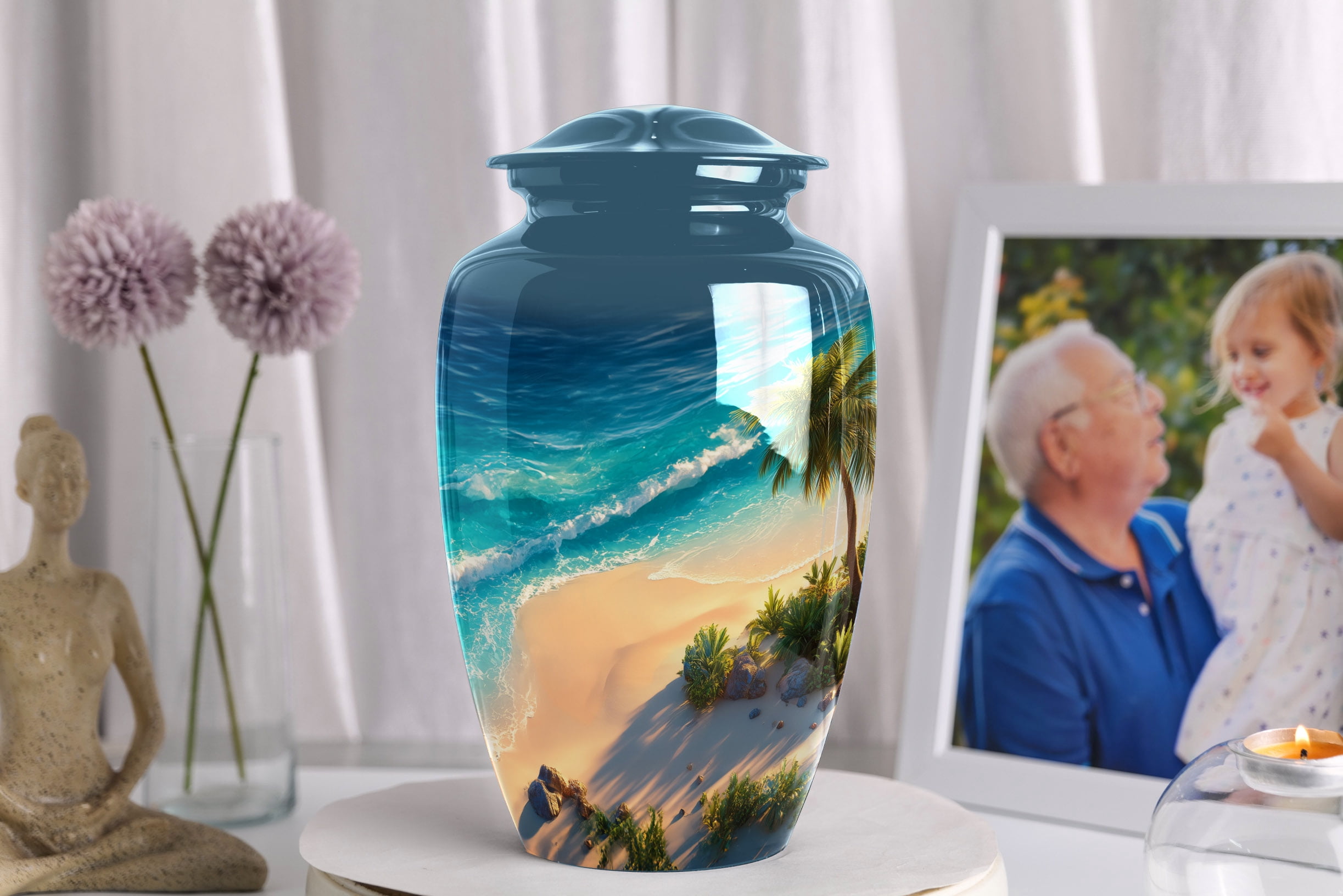 Cremation Urn for Dad or Nature Lover – Sunset Beach and Palm Memorial ...