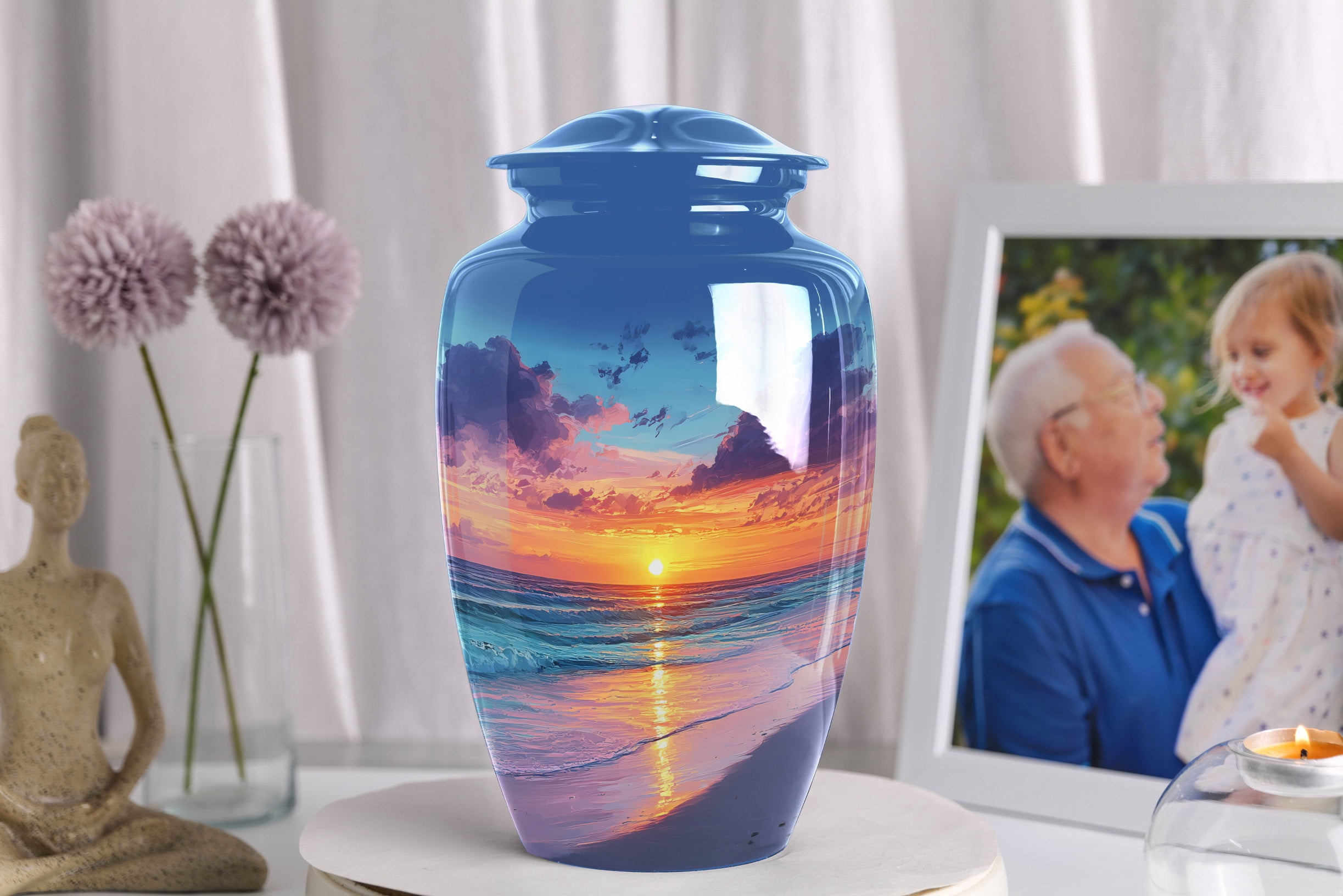 Cremation Urn for Dad or Traveler – Beach Ocean Wave Ashes Container ...