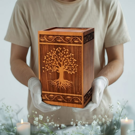 Cremation Urns for Human Ashes Adult Male Female, Wooden Tree of Life ...