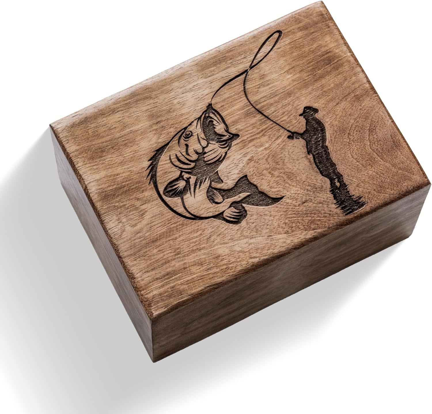 Cremation Urns for Human Ashes - Fishing Wooden Box and Casket for Men ...
