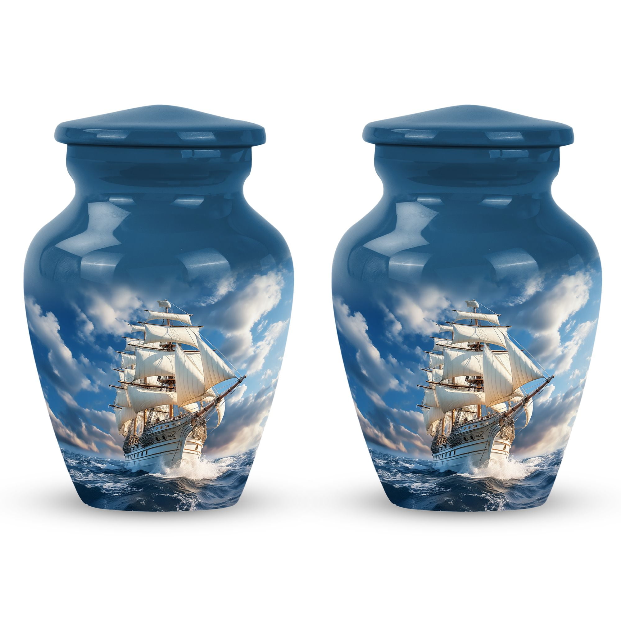 Cremation White Ship Sky Clouds Urn For Human Ashes - Urn For Human ...
