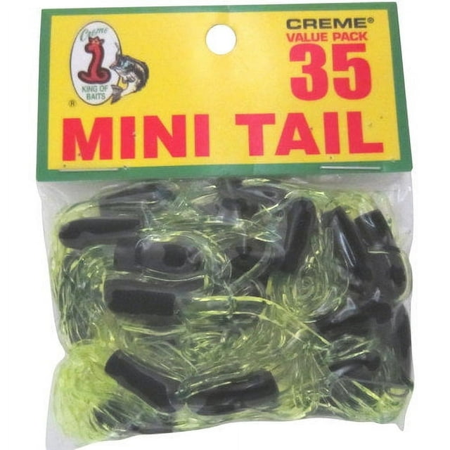 Creme 1.5" Mini Tail Fishing Lure Value Pack, Black & Chartreuse, 35 ...