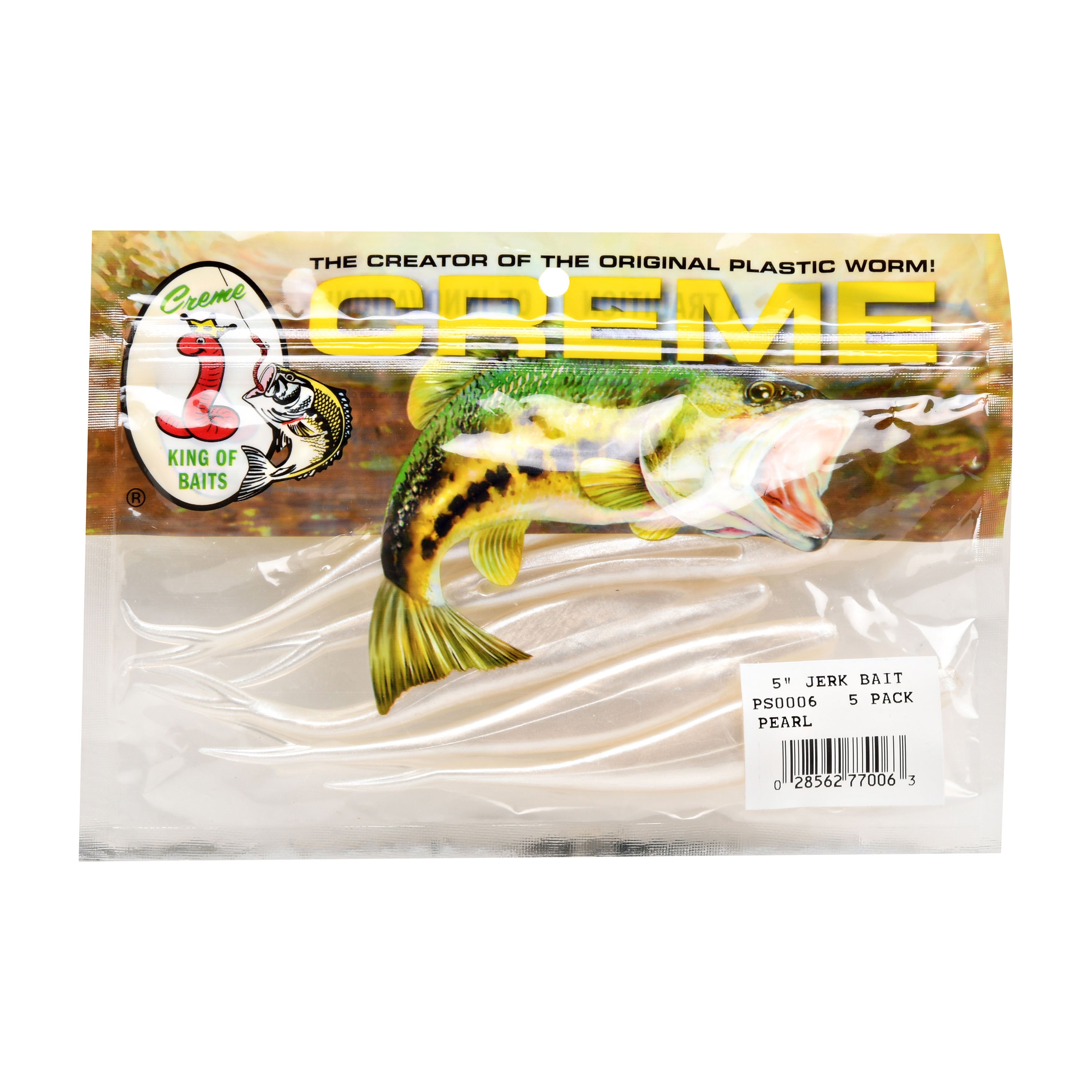 Creme Lure 5 Inch Jerk Bait Fishing Lure Pearl 5 Count Bass Swim ...