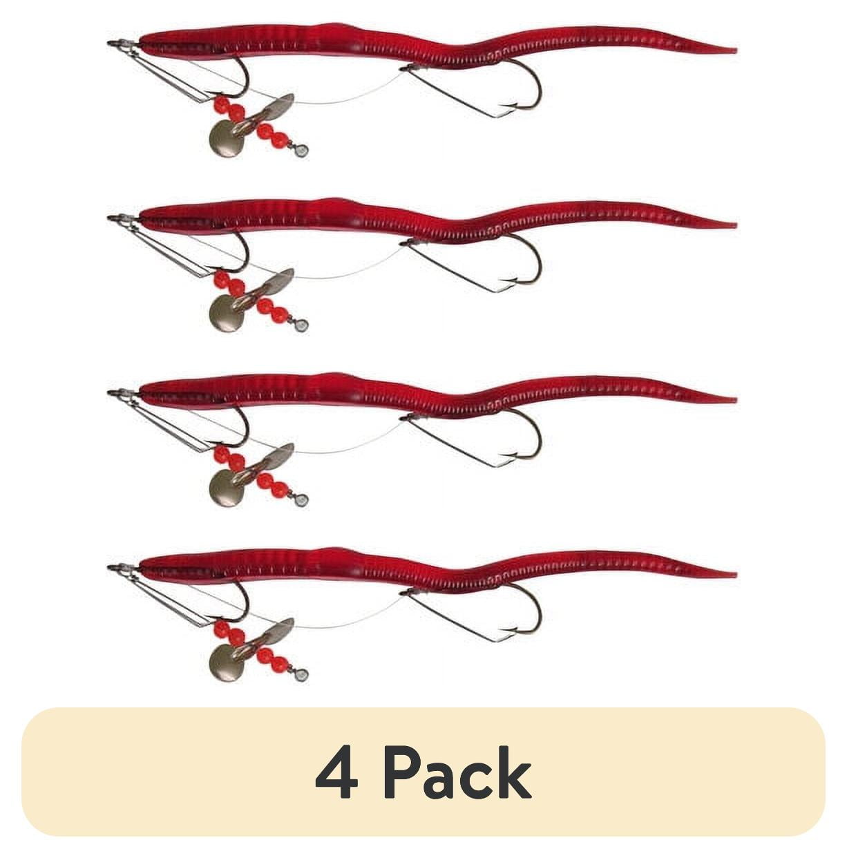 (4 pack) Creme 6" Pre-Rigged Weedless Scoundrel Worm Lure, Red ...