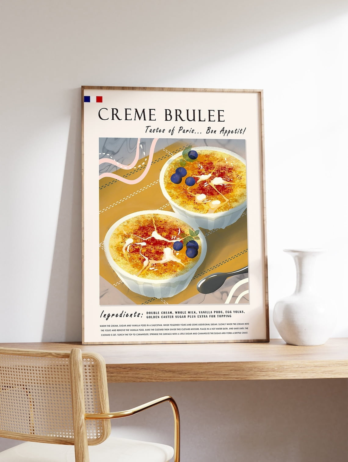 Creme Brulee Food Poster, Dessert Poster, Dessert Print, French Food ...