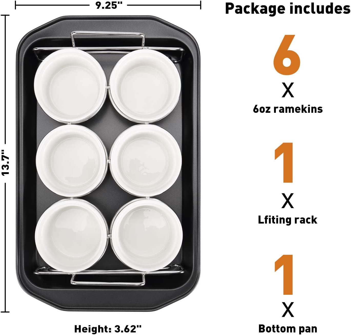 Creme Brulee Making Set - 6 Porcelain Ramekins Stainless Steel Rack ...