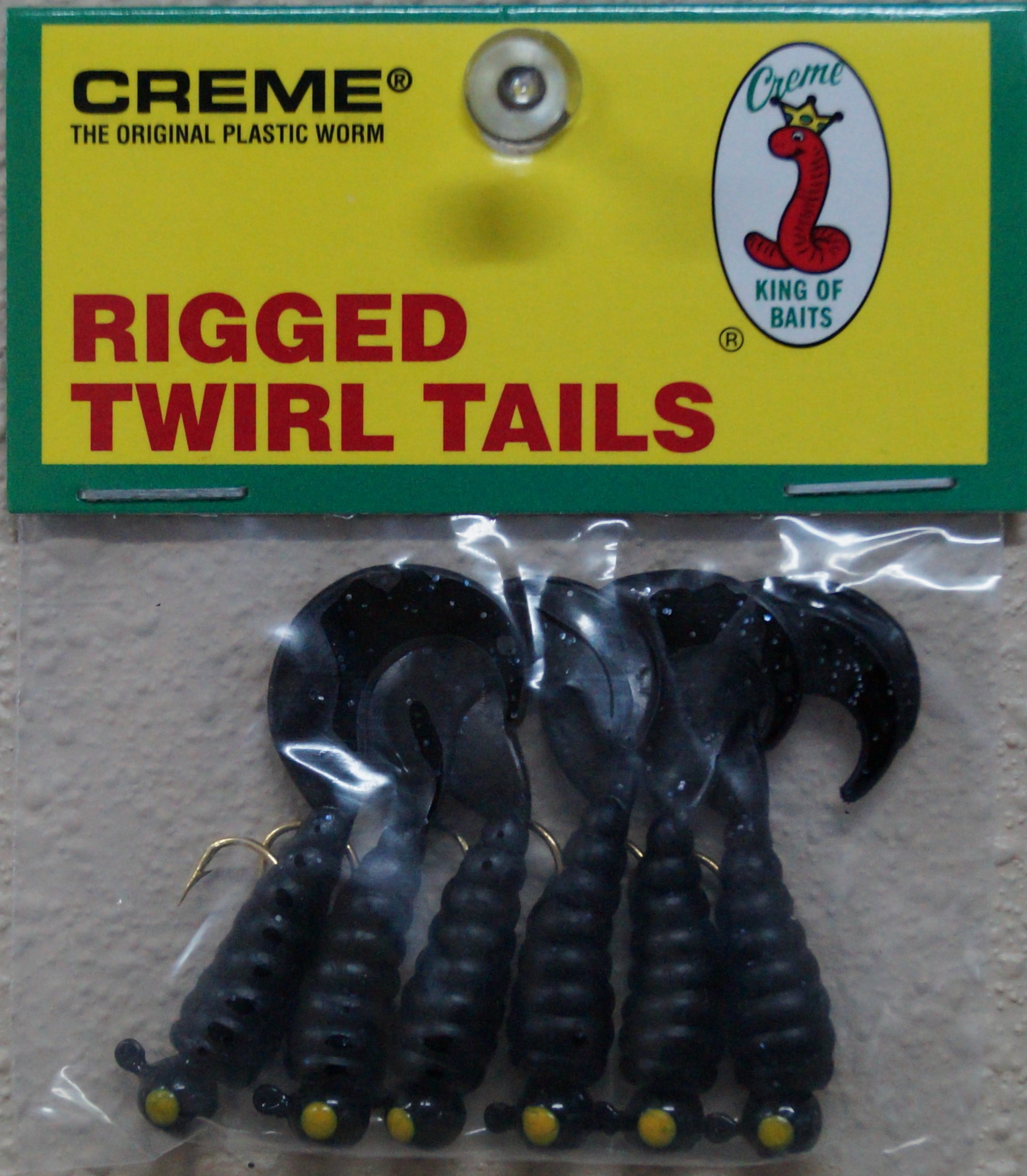 Creme Lure Pre-Rigged 2" Twirl Tail Fishing Lure. Black Smoke color. 1/ ...