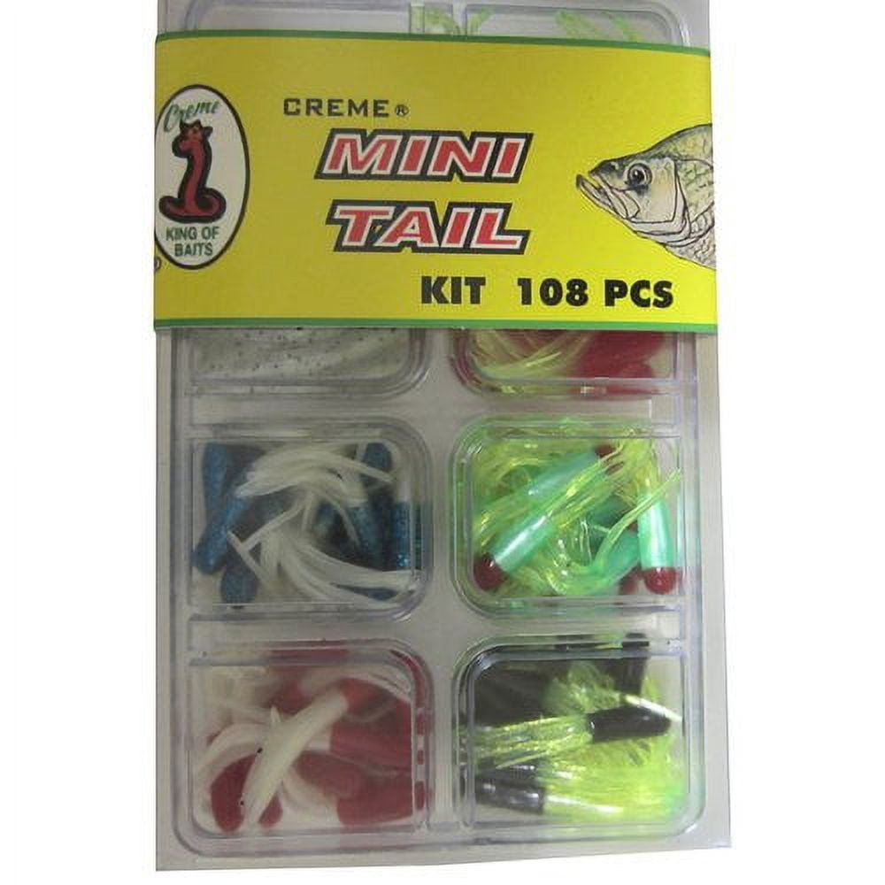 Creme Mini Tail Lure Fishing Kit Assortment, 108 Count, Assorted Colors ...
