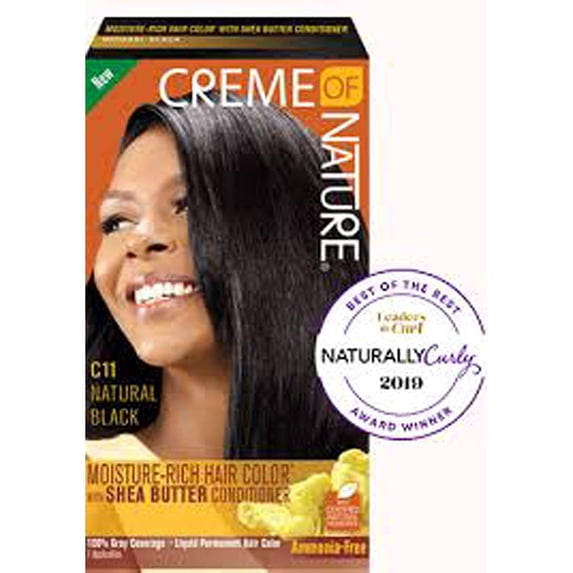 Creme of Nature Hair Dye, C11 Natural Black, 100% Gray Coverage ...