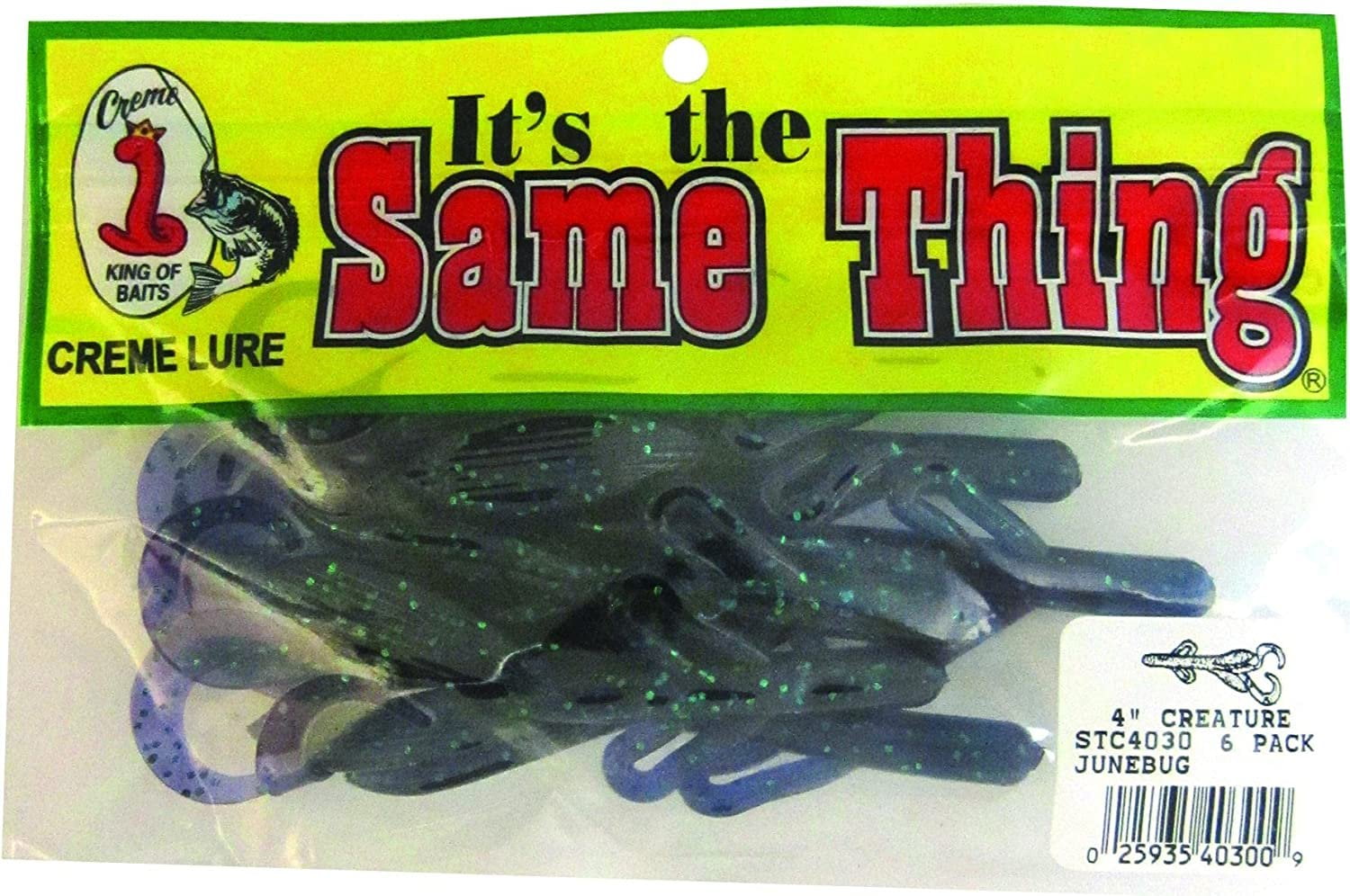 Creme STC4030 4-Inch Same Thing Creature, 6-Lures, Junebug Finish ...