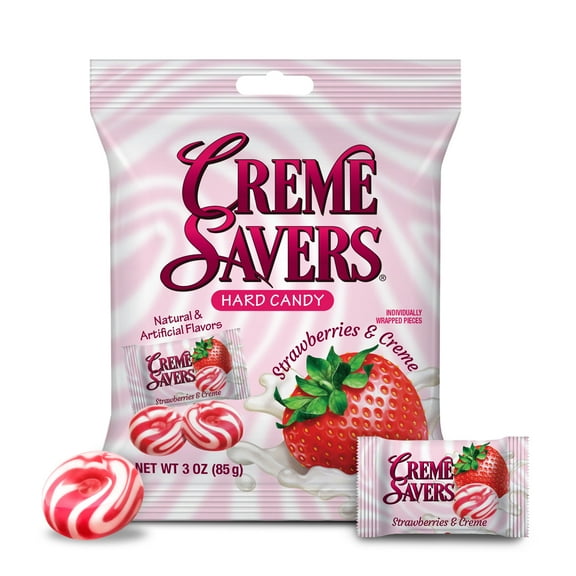 Creme Savers Strawberries and Creme Hard Candy, Classic Original Flavor ...