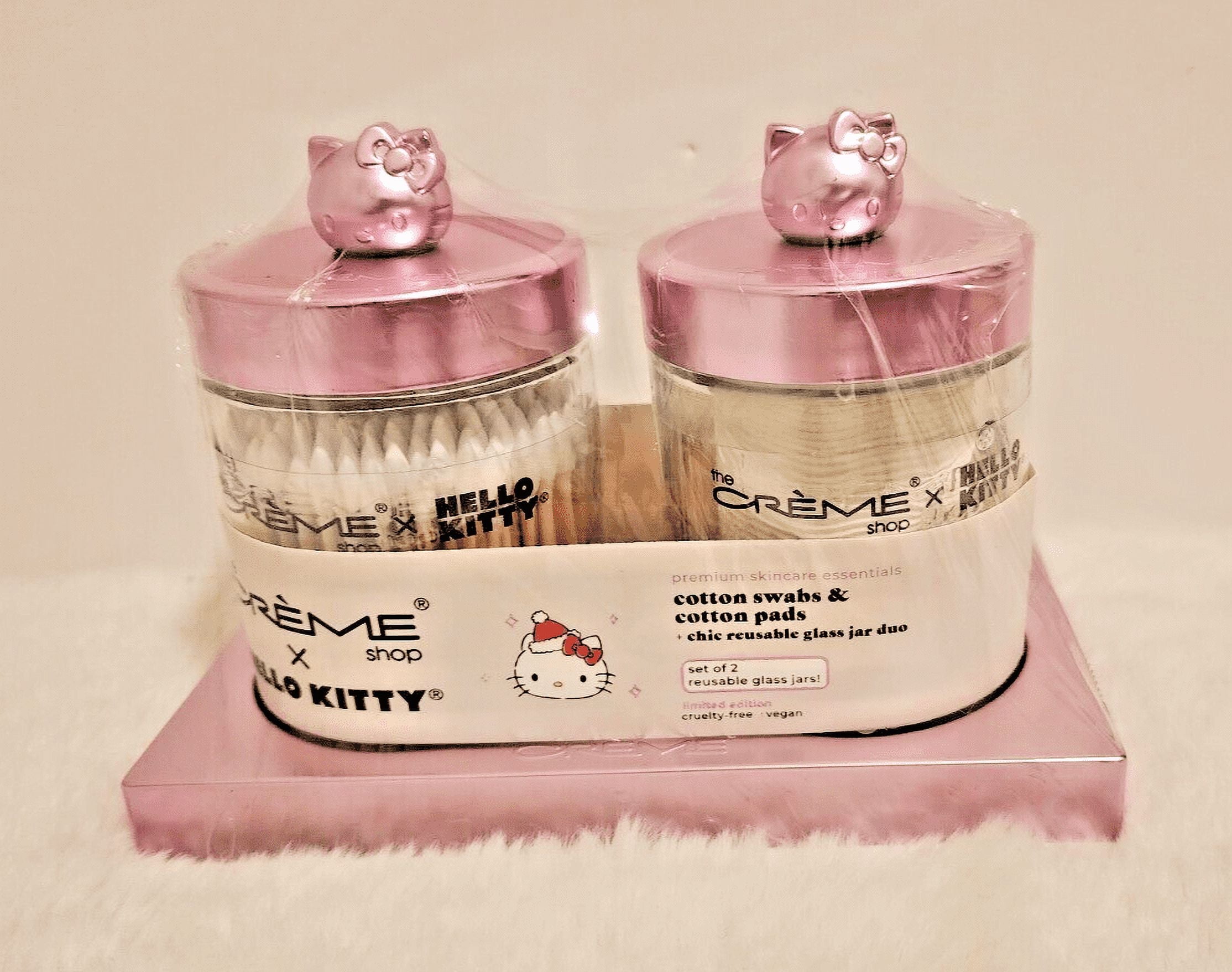 Creme Shop Hello Kitty Chic Reusable Jar Set with Cotton Pads & Swabs ...