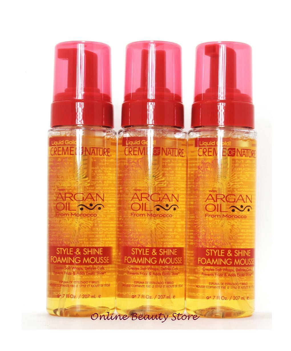 Creme of Nature Argan Oil Style & Shine Foaming Mousse 7 oz, Pack Of 3 ...