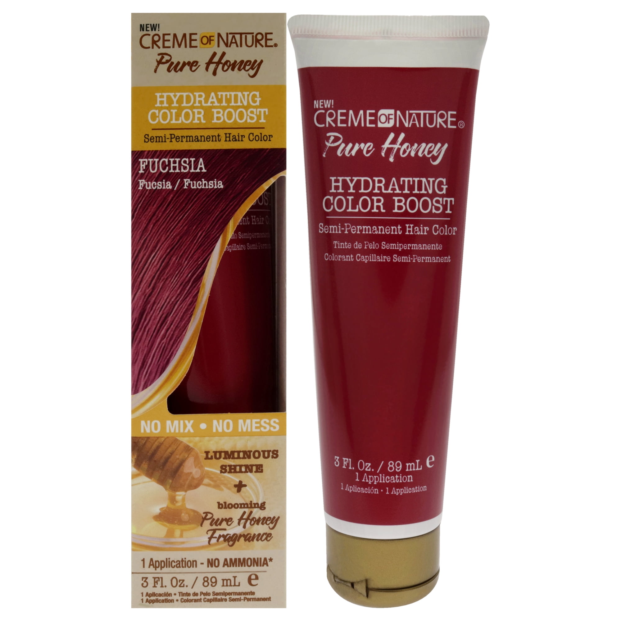 Creme of Nature Pure Honey Hydrating Color Boost Semi-Permanent Hair Color - Fuchsia , 3 oz Hair ...