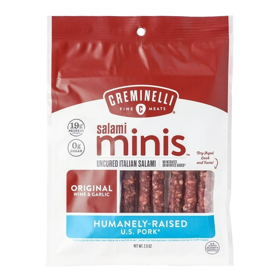 Creminelli Original Flavor Mini Salami Snack, Garlic and Wine, 2.6 OZ ...