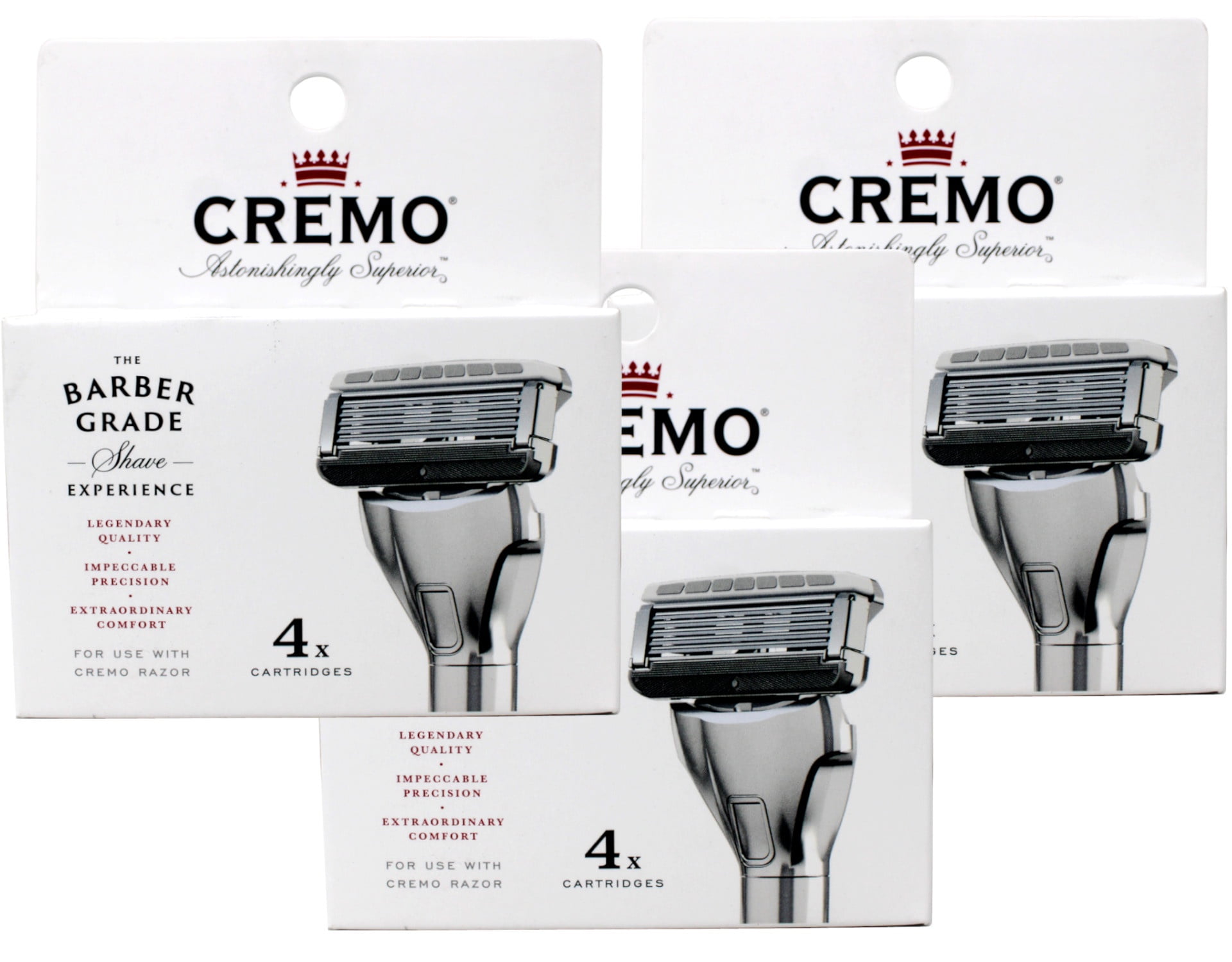 Cremo 5-Blade Barber Grade Mens Razor Cartridge Refills 4 Count - 3 ...