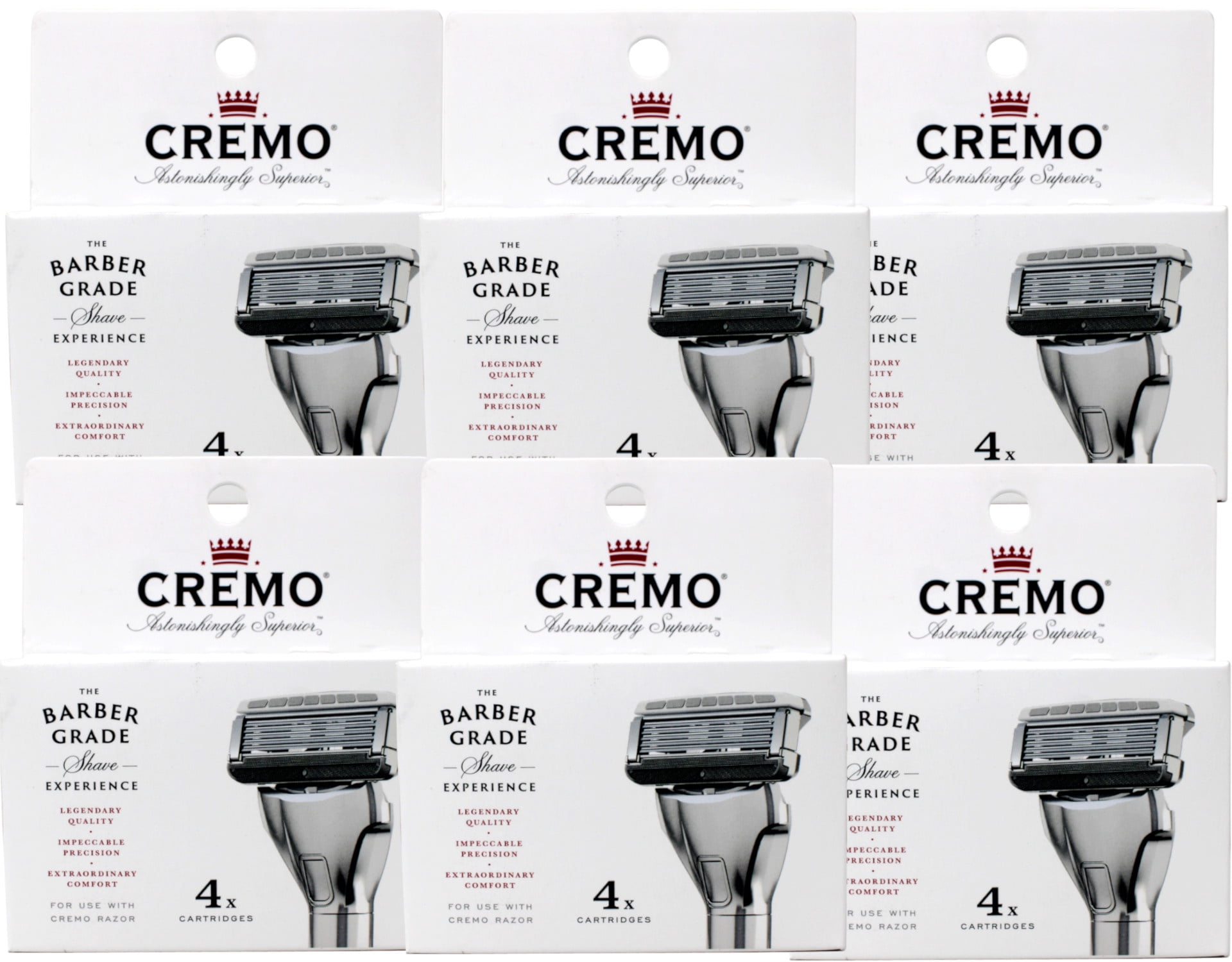 Cremo 5-Blade Barber Grade Mens Razor Cartridge Refills 4 Count - 6 ...