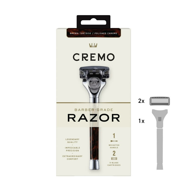 Cremo 5-Blade Brown Tortoise Mens Razor Handle Plus 2 Blade Cartridge ...