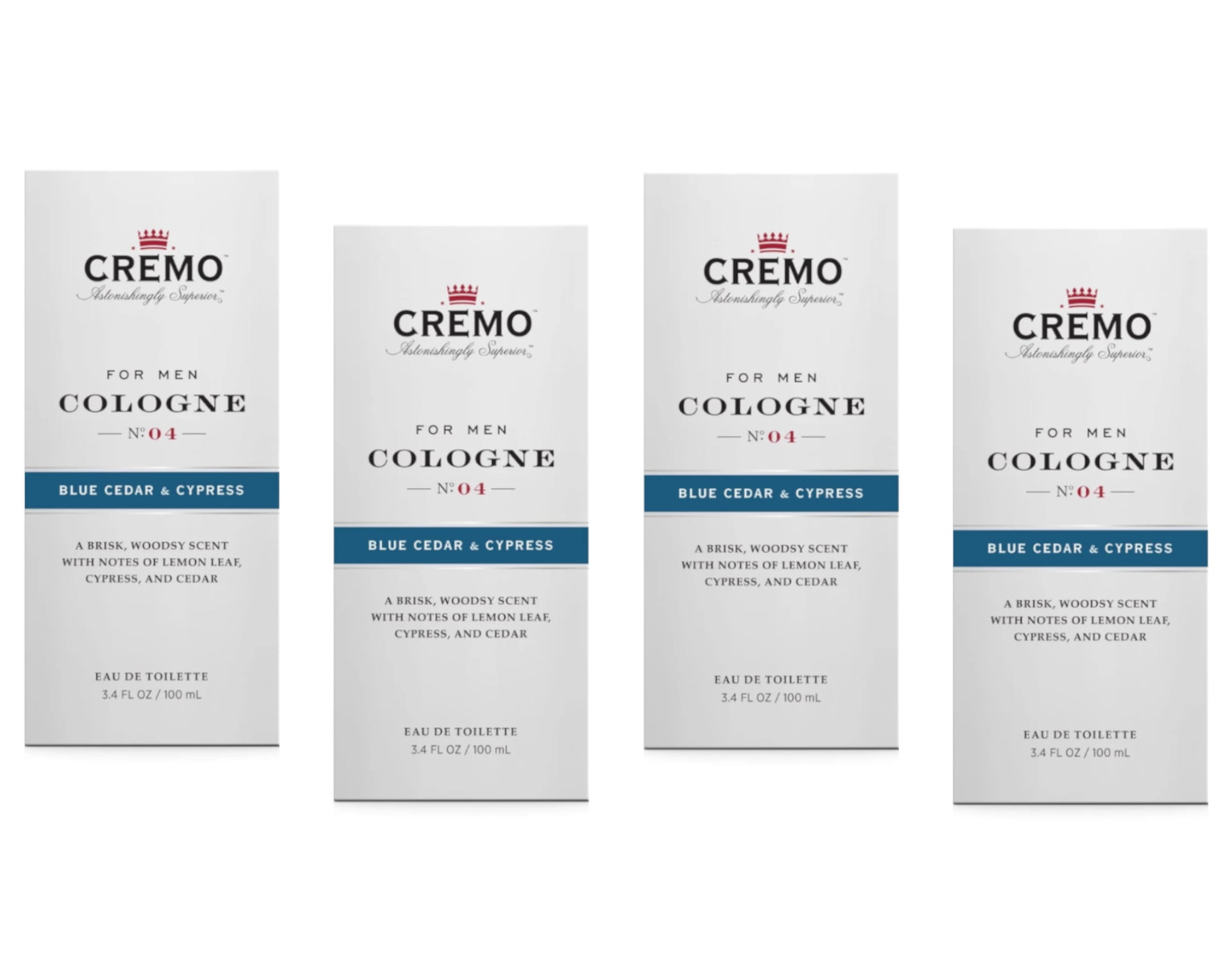 Cremo Cologne For Men, Blue Cedar & Cypress 3.4 Fl. Oz. - Pack of 4 ...