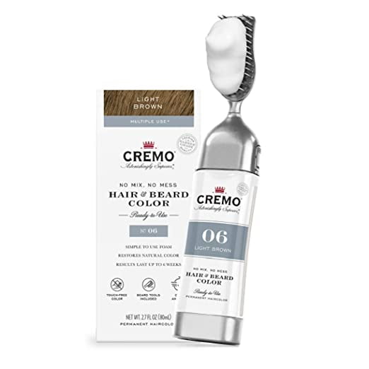 Cremo Men's Hair & Beard Color Dye, No.6 Light Brown, Easy Application ...