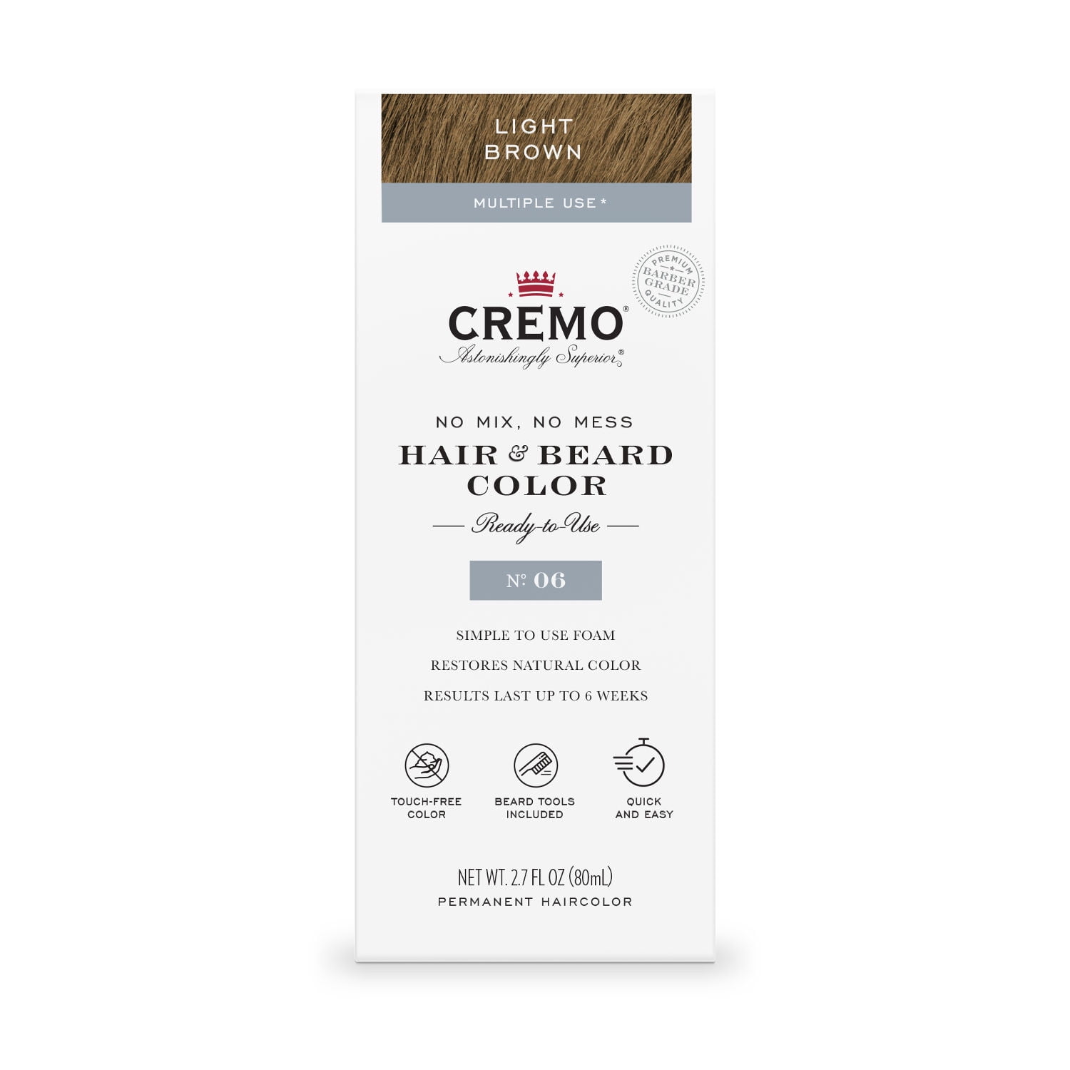 Cremo Men's Hair & Beard Color, No.6 Light Brown, 2.7 fl oz - Walmart.com