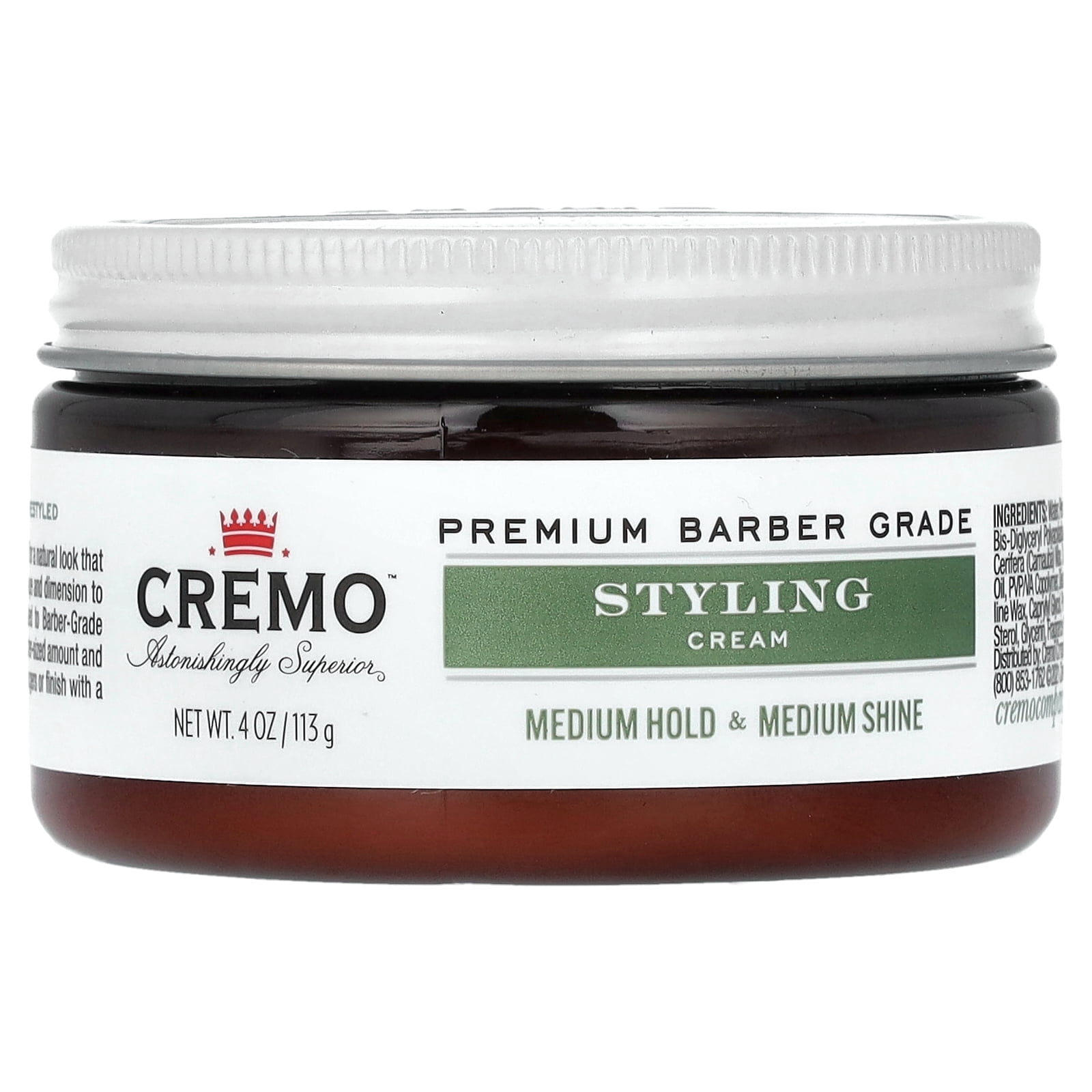 Cremo Premium Barber Grade Hair Styling Cream, Styling, 4 oz (113 g ...