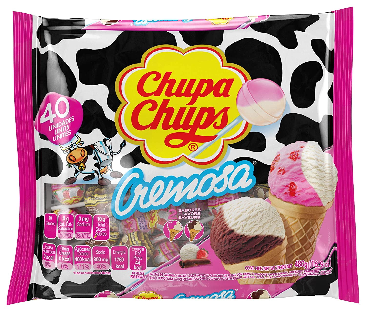 Cremosa Lolli Assortment, 2 Ice Cream Flavors, Individually Wrapped ...