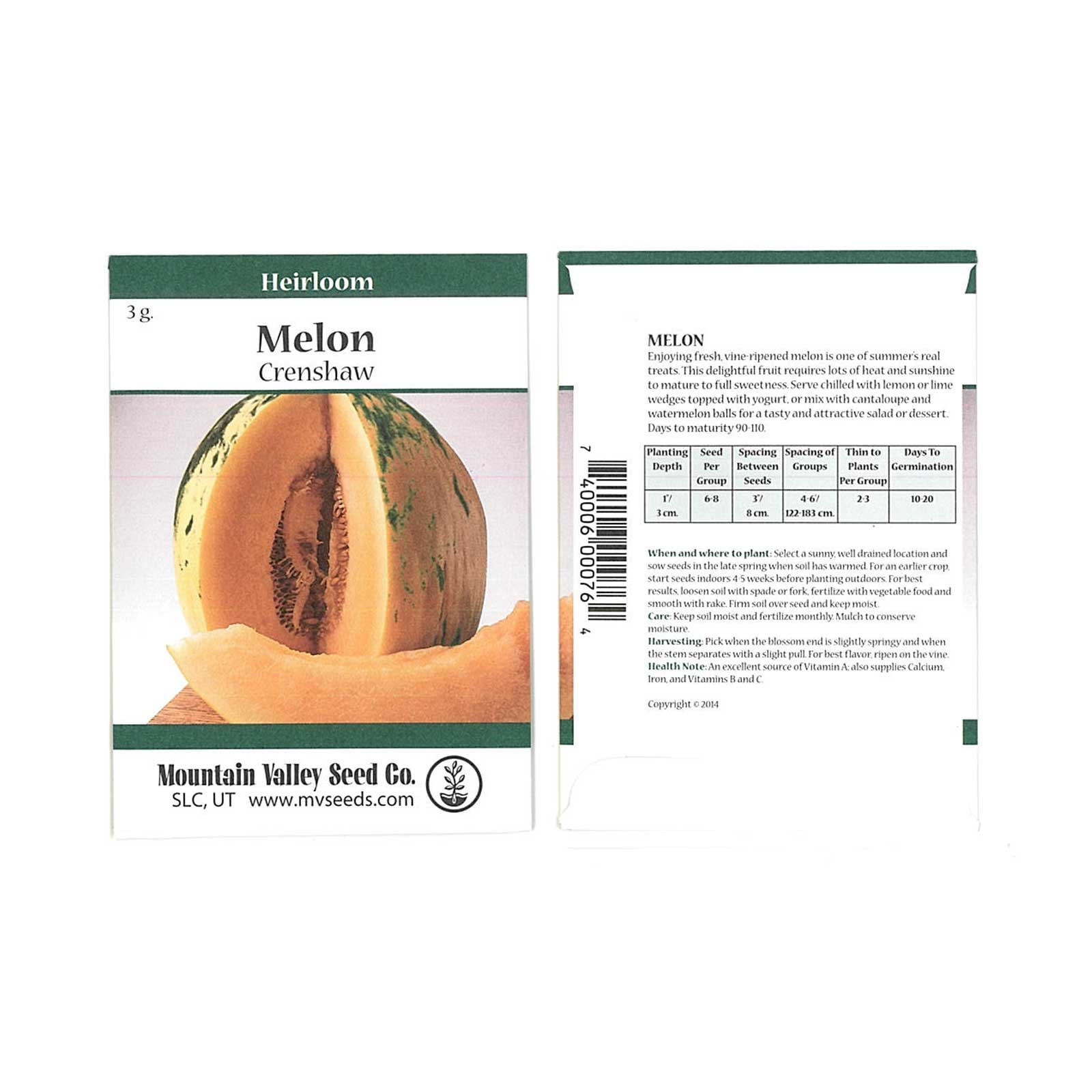 Crenshaw Melon Garden Seeds - 3 Gram Packet - Non-GMO, Heirloom ...