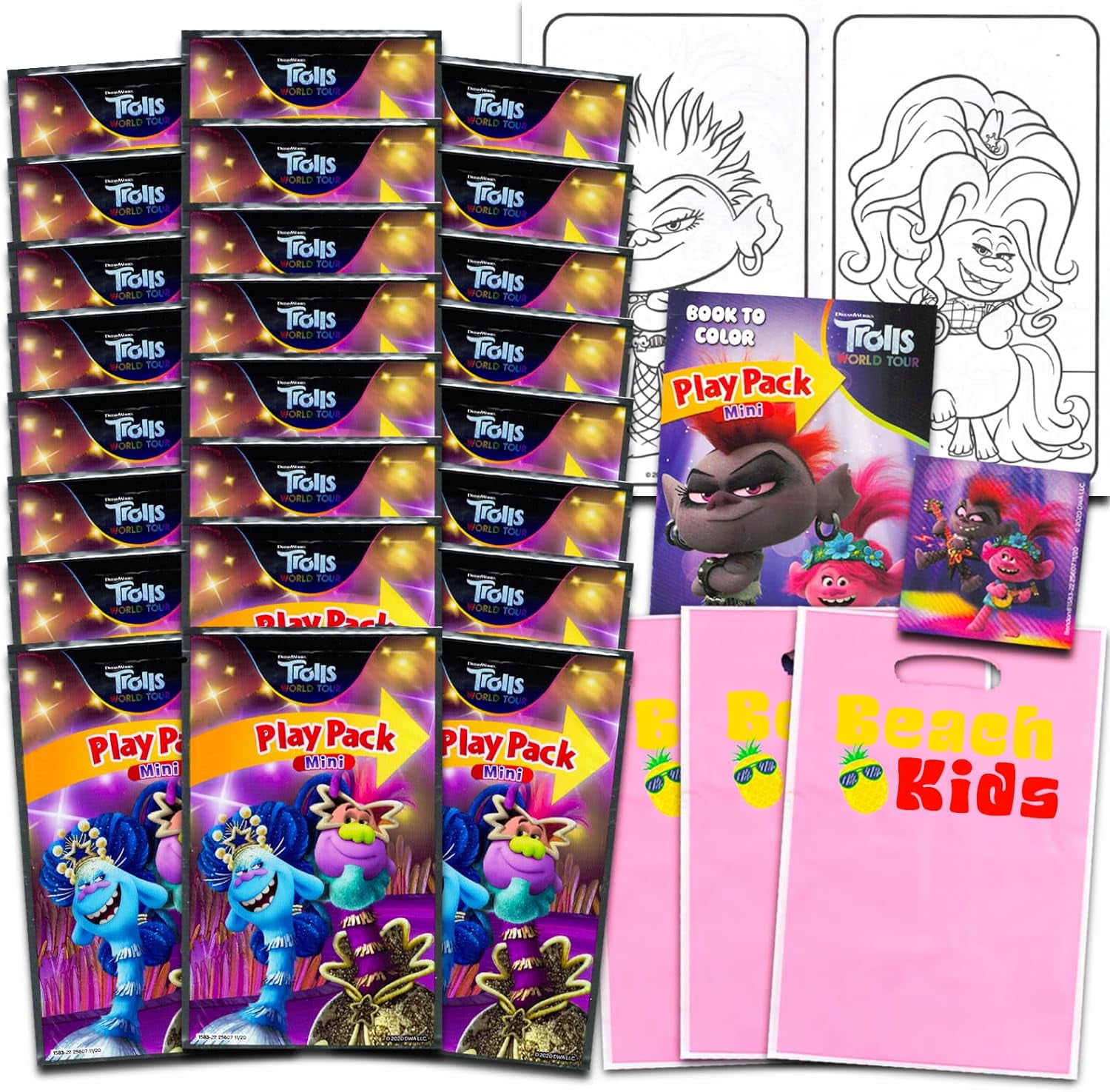 Dreamworks Trolls Mini Party Favors Set - 24 Grab n Go Play Packs with ...