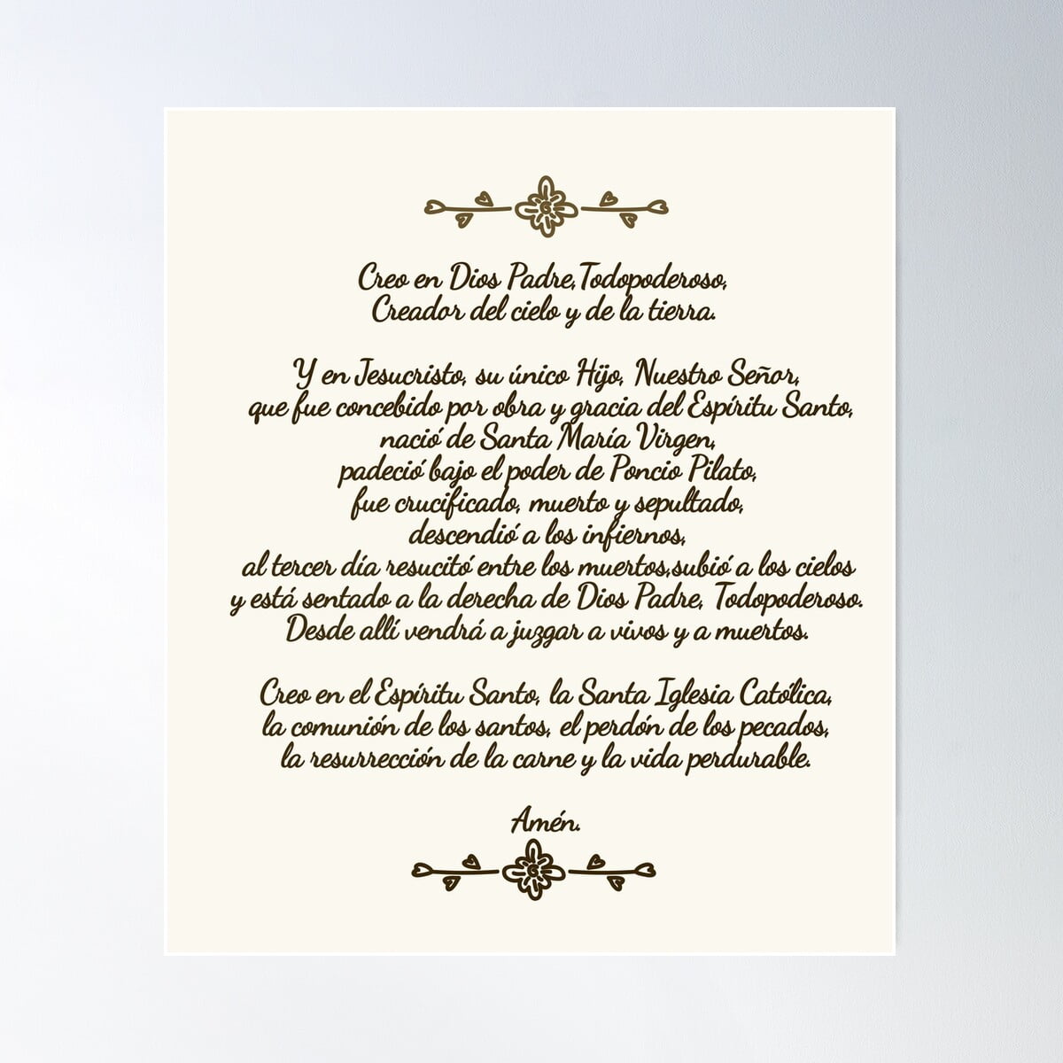Creo En Dios Padre Todopoderoso (Credo) Poster Wall Art, Modern Wall ...
