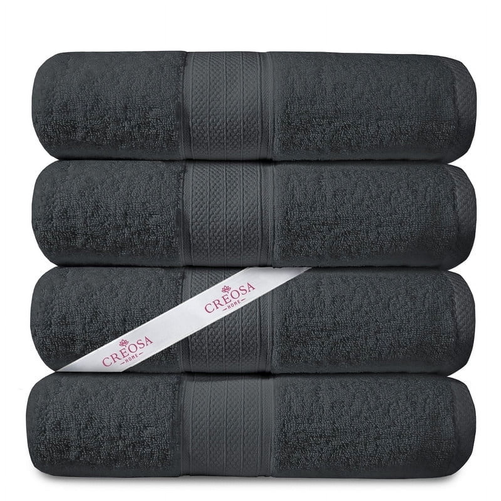 Creosa Cotton Bath-Towels-Set Dark Grey, 100% Ring Spun Combed-Cotton ...