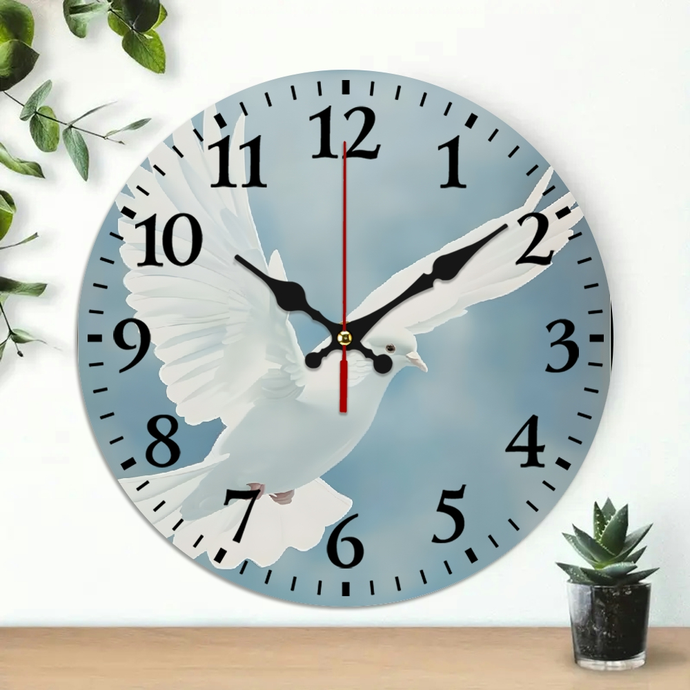 Creowell 10 Inch Dove Sky Theme Wall Clock for Living Room Decor ...