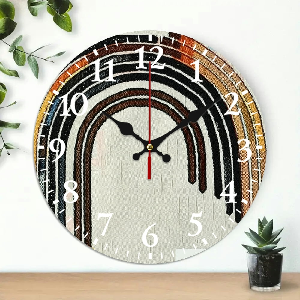 Creowell 10 Inch Rainbow Crescent Typography Wall Clock for Home ...