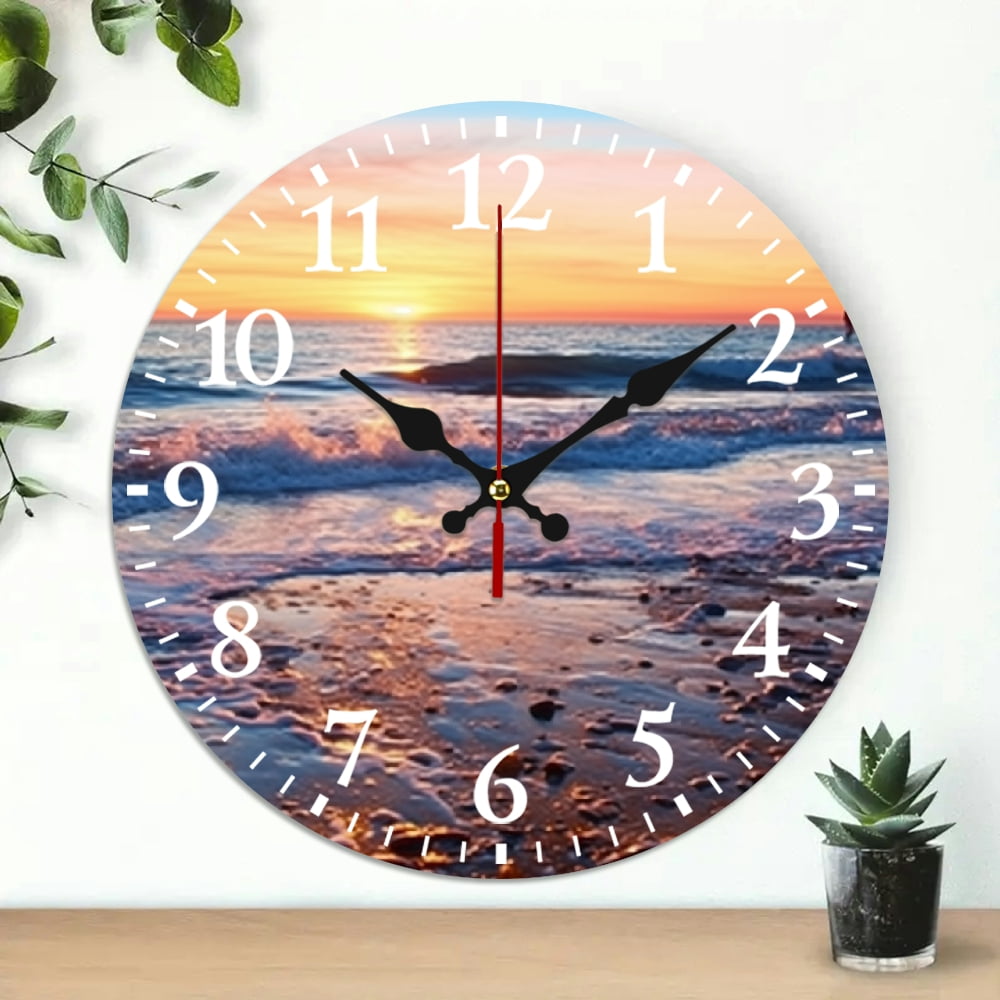 Creowell 10 Inch Sunset Surfboard Impressionist Round Wall Clock ...
