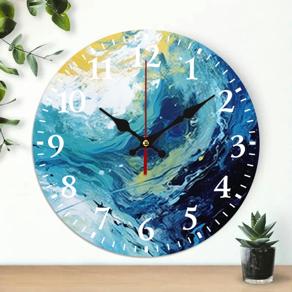 Creowell 10 Inch Wall Clock Swirl Abstract Art Battery Operated Decor ...