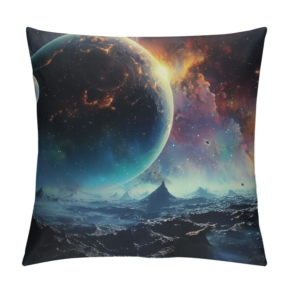 Creowell 3D Planet Space Stars Print Throw Pillow Covers Soft Couch ...