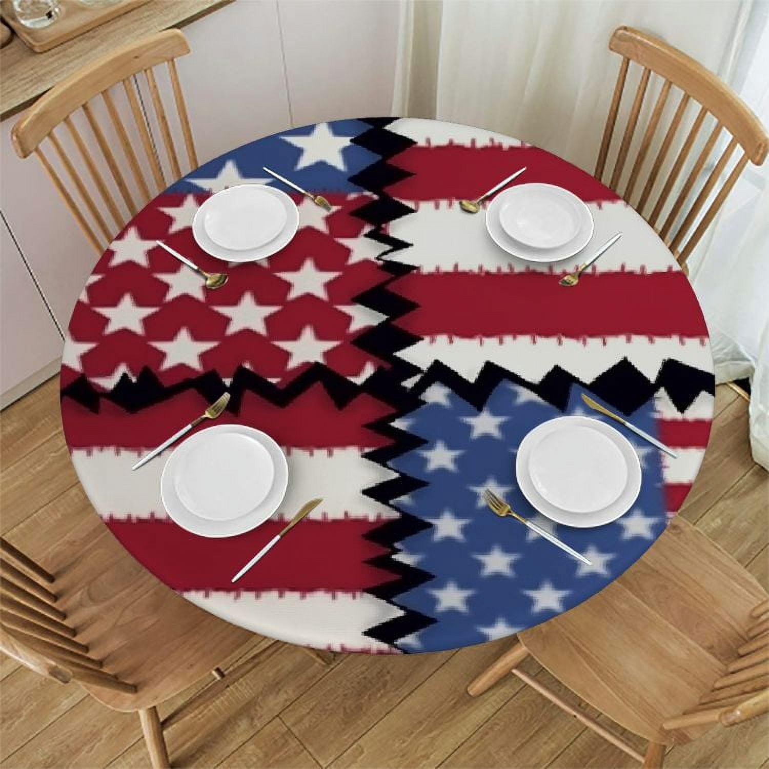 Creowell 4th of July Patriotic Tablecloth Round Independence Day ...