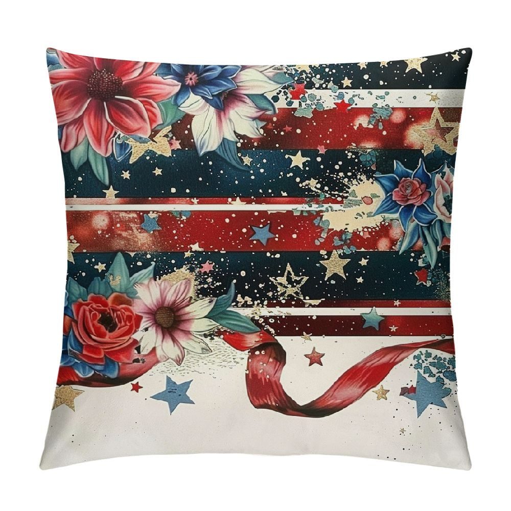 Creowell 4th of July Throw Pillow Covers Freedom America Stars Stripes ...