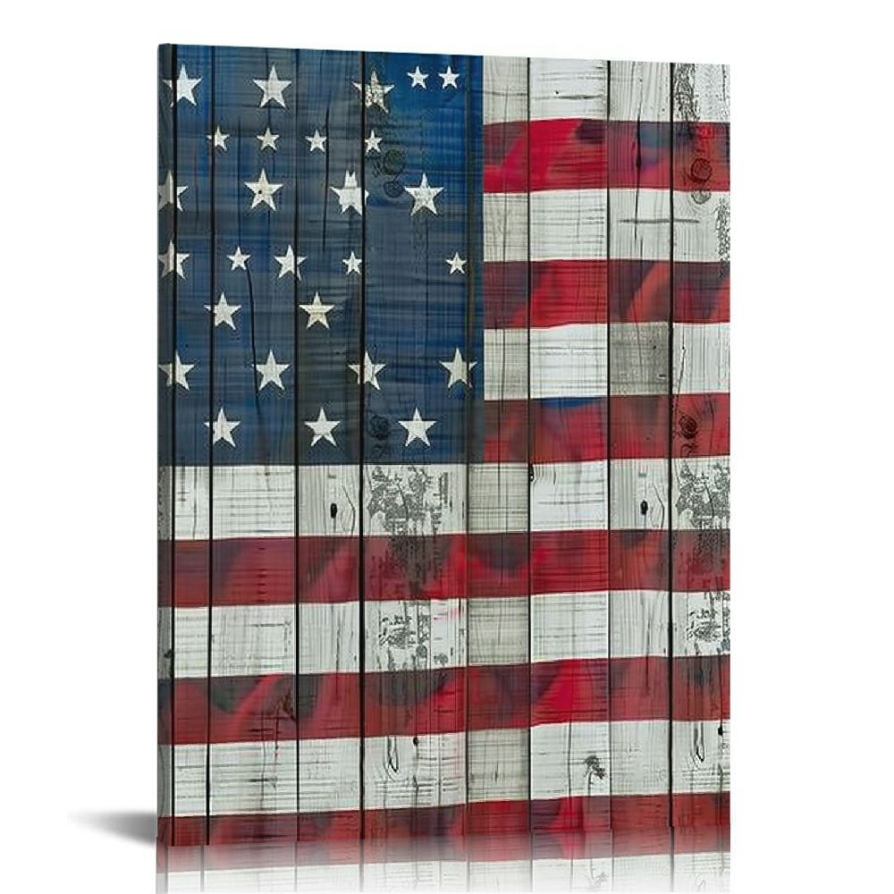 Creowell 4th of July Wall Art Independence Day American Flag Canvas ...