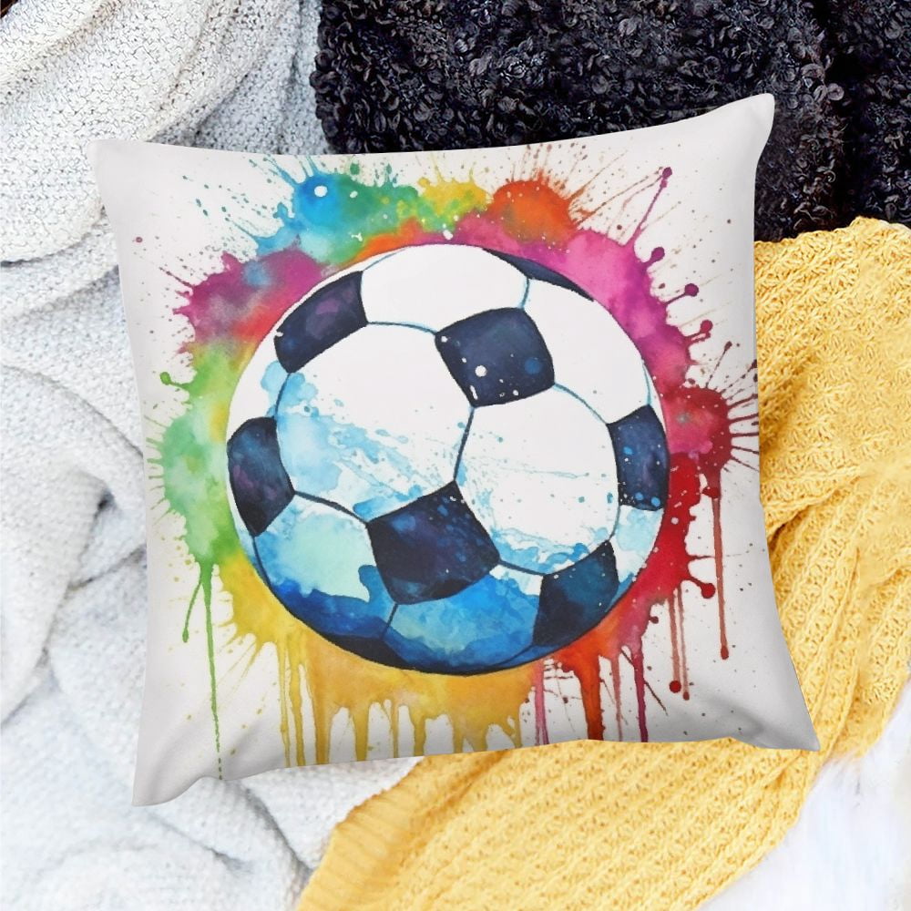 Creowell Abstract Art Soccer Ball Pillow Covers Set for Home Sofa Couch ...