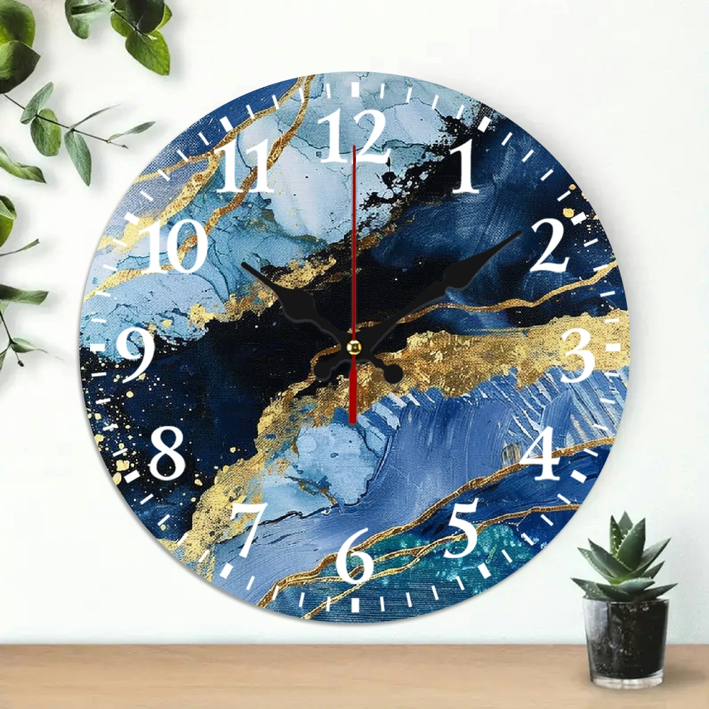 Creowell Abstract Brush Strokes Wooden Wall Clock 10 Inch Frameless ...