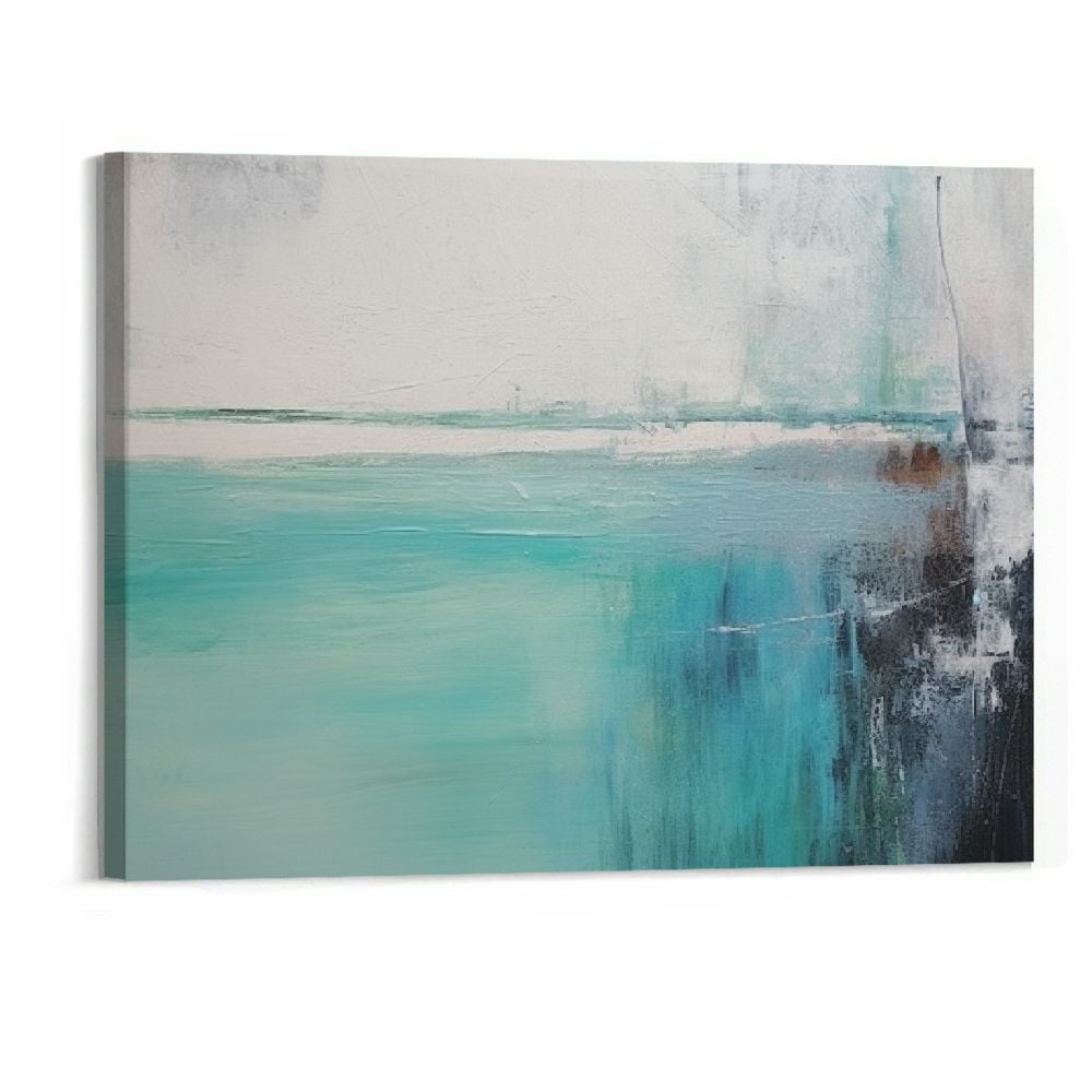 Creowell Abstract Canvas Wall Art Retro Art Paintings Cyan Doodles on ...