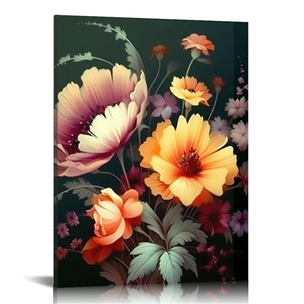 Creowell Abstract Flower Wall Art for Bathroom Canvas Flowers Wall ...