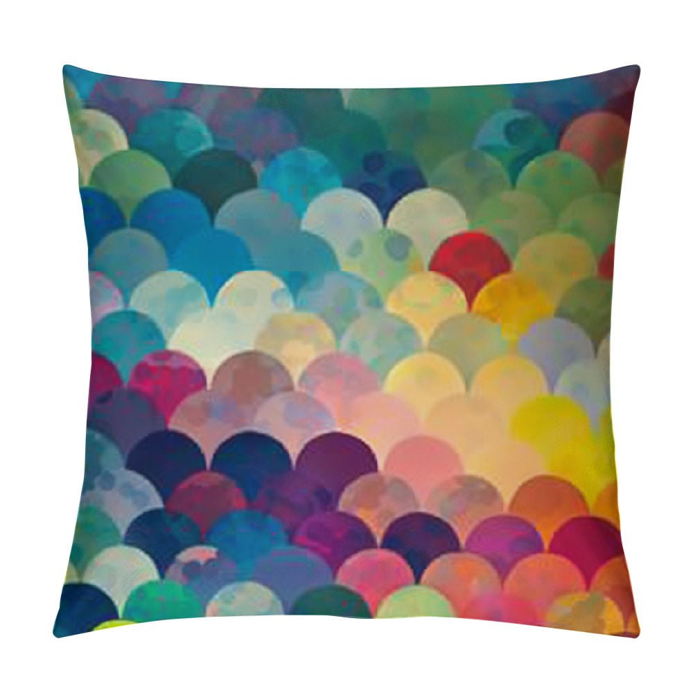 Creowell Abstract Pillow Cover, Colorful Retro Style Scales Inspired ...