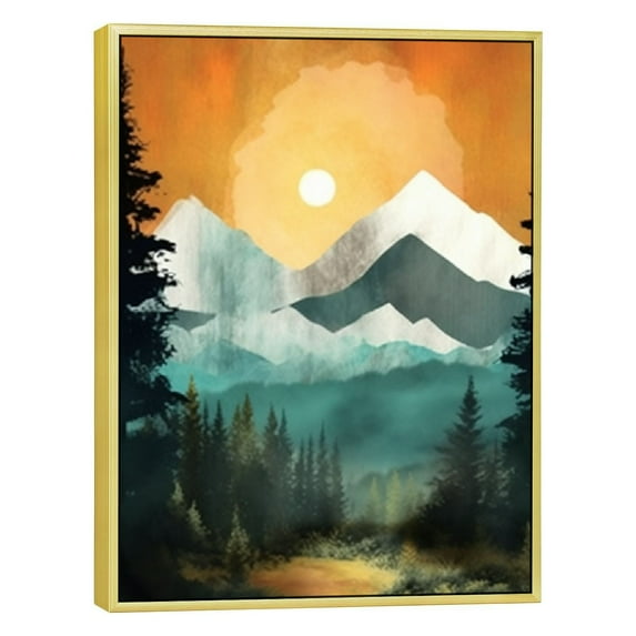 Creowell Abstract Wall Art Forest Mountain Watercolor Wall Paintings ...