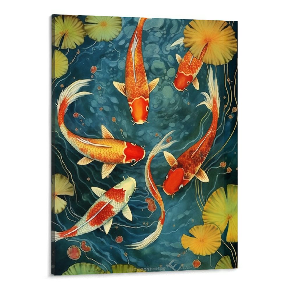 Creowell Aesthetic Wall Art Koi Fish Wall Art Lucky Koi Wall Poster ...