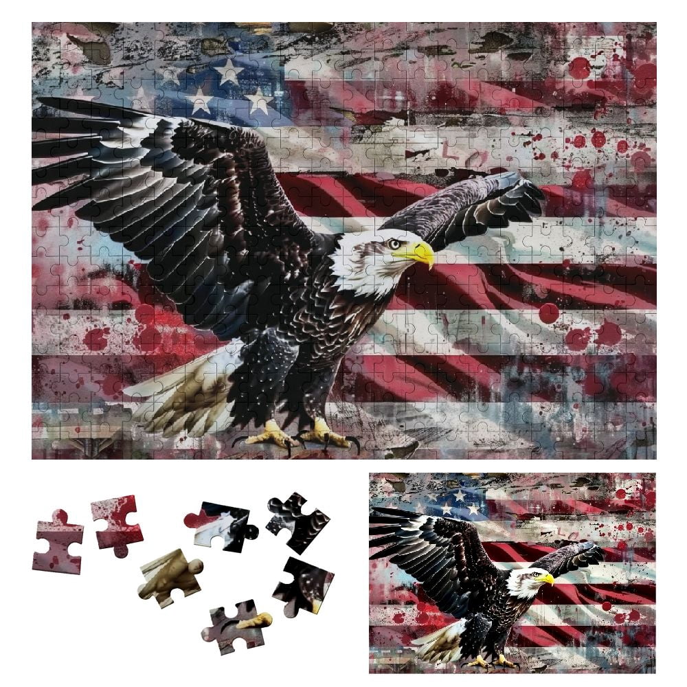 Creowell American Flag Bald Eagle Digital Art Wooden Jigsaw Puzzle for ...