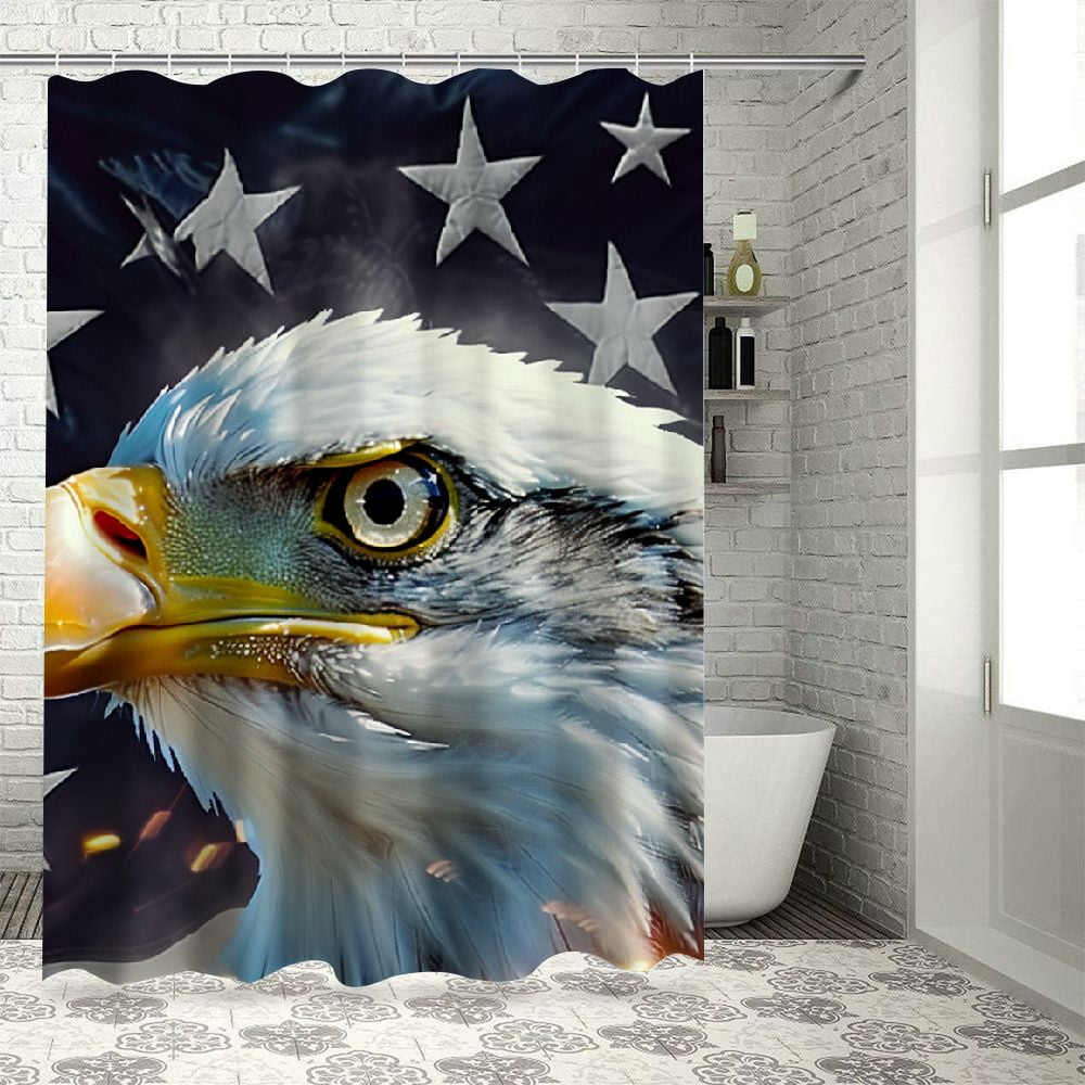 Creowell American Flag Bald Eagle Shower Curtain, God Bless American ...